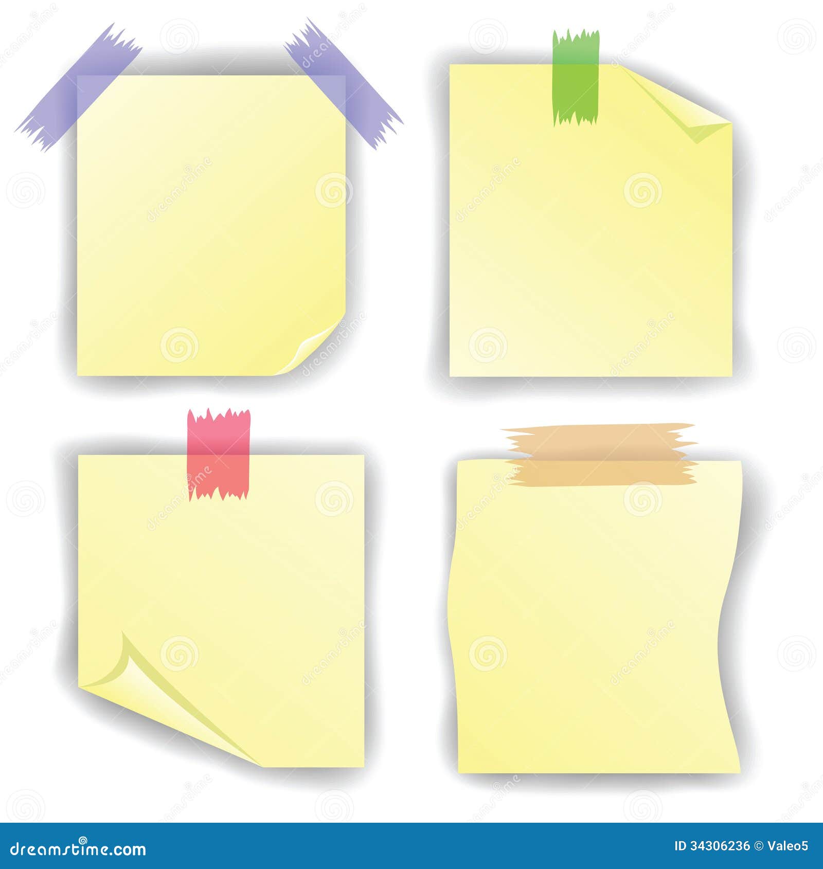 Yellow notice papers stock illustration. Illustration of ideas - 34306236