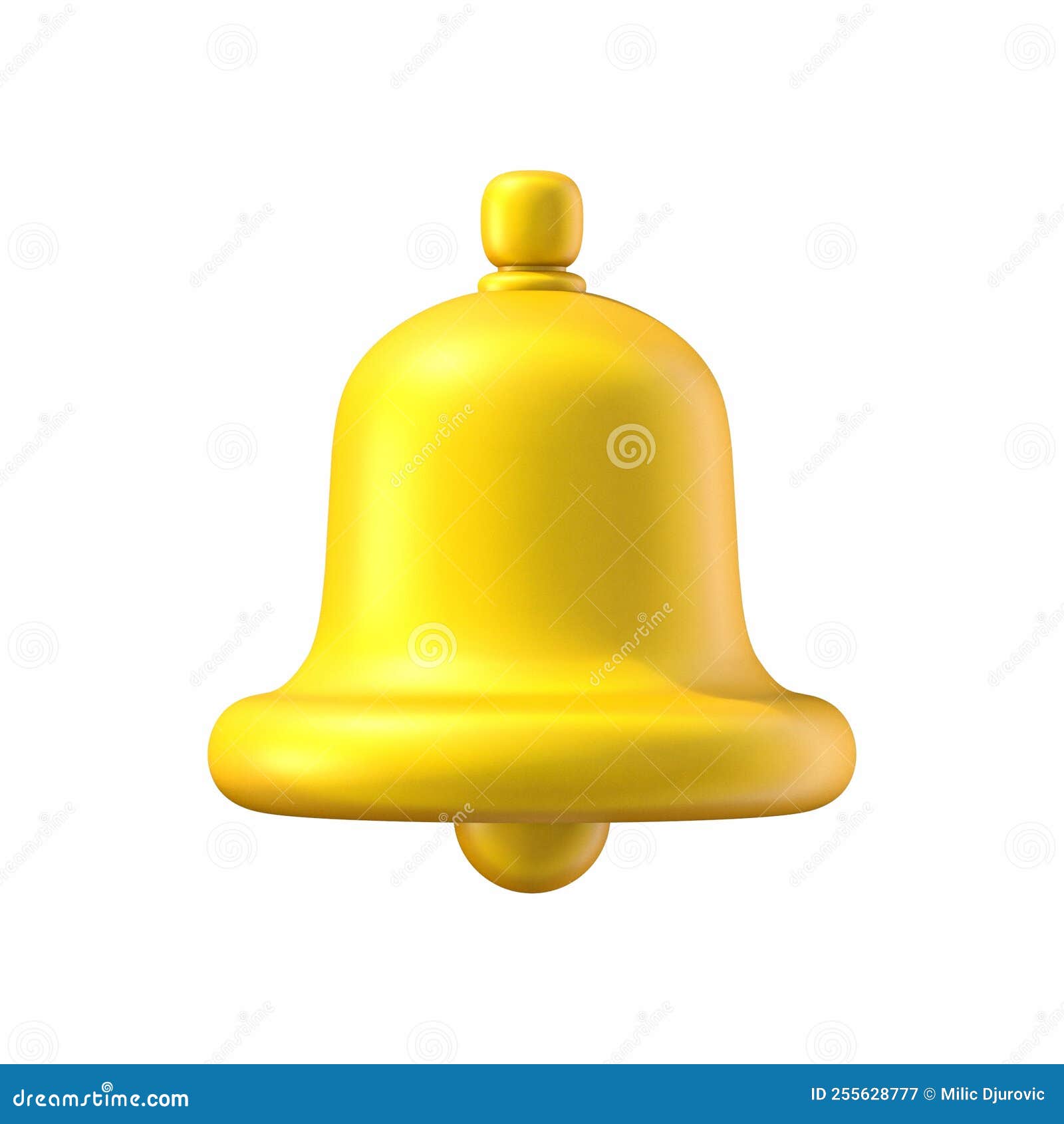 Yellow Notification Bell Front View 3D Stock Illustration ...