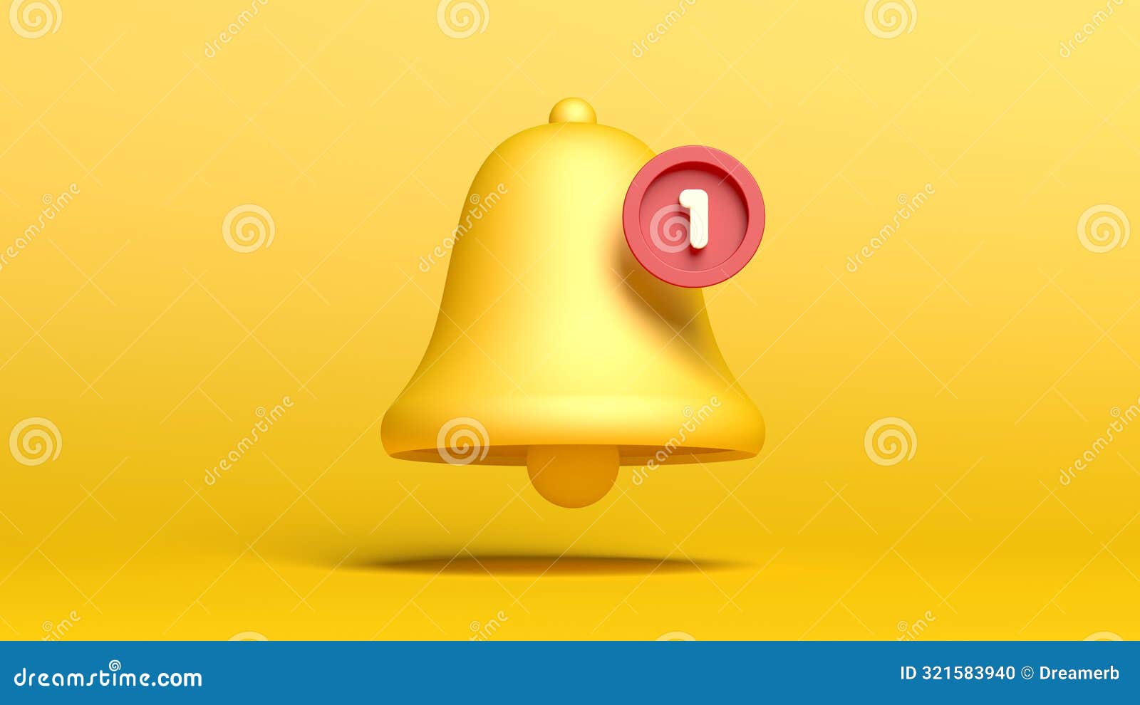 Notification Bell Icon 3d Render - Cute Cartoon Illustration Of Simple ...