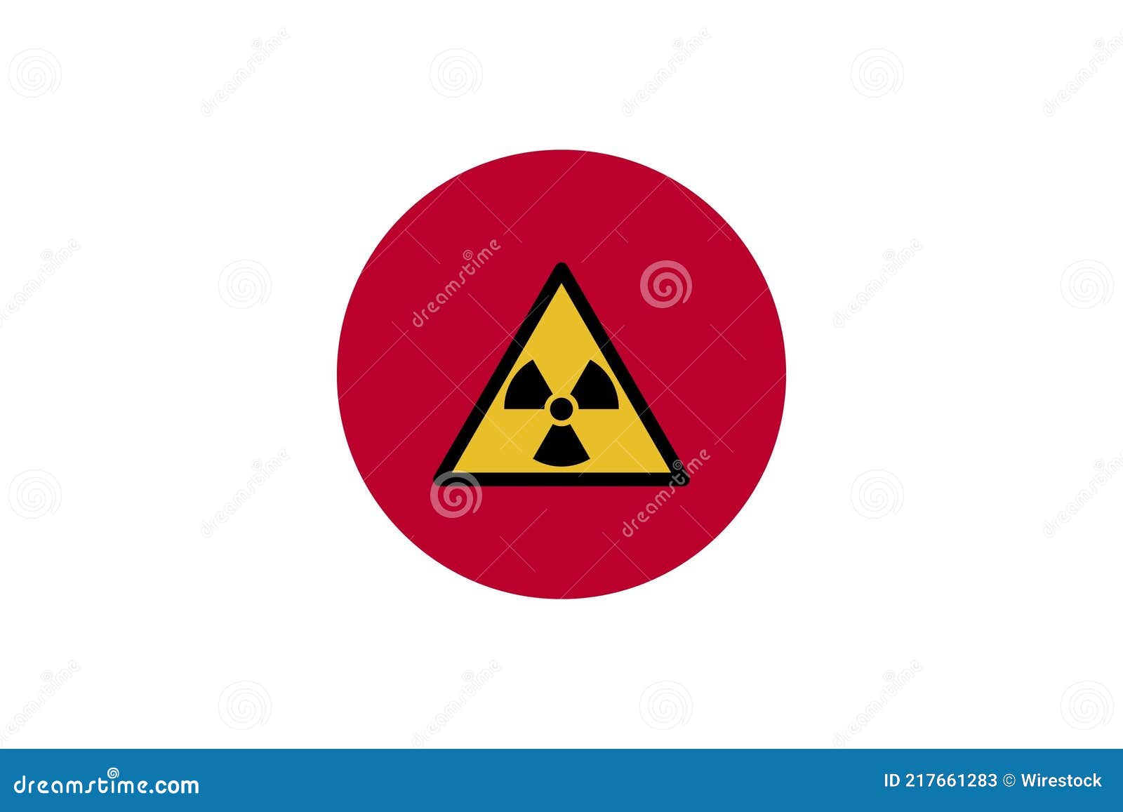 Yellow Nuclear Warning Symbol on the Japan Flag Stock Illustration ...