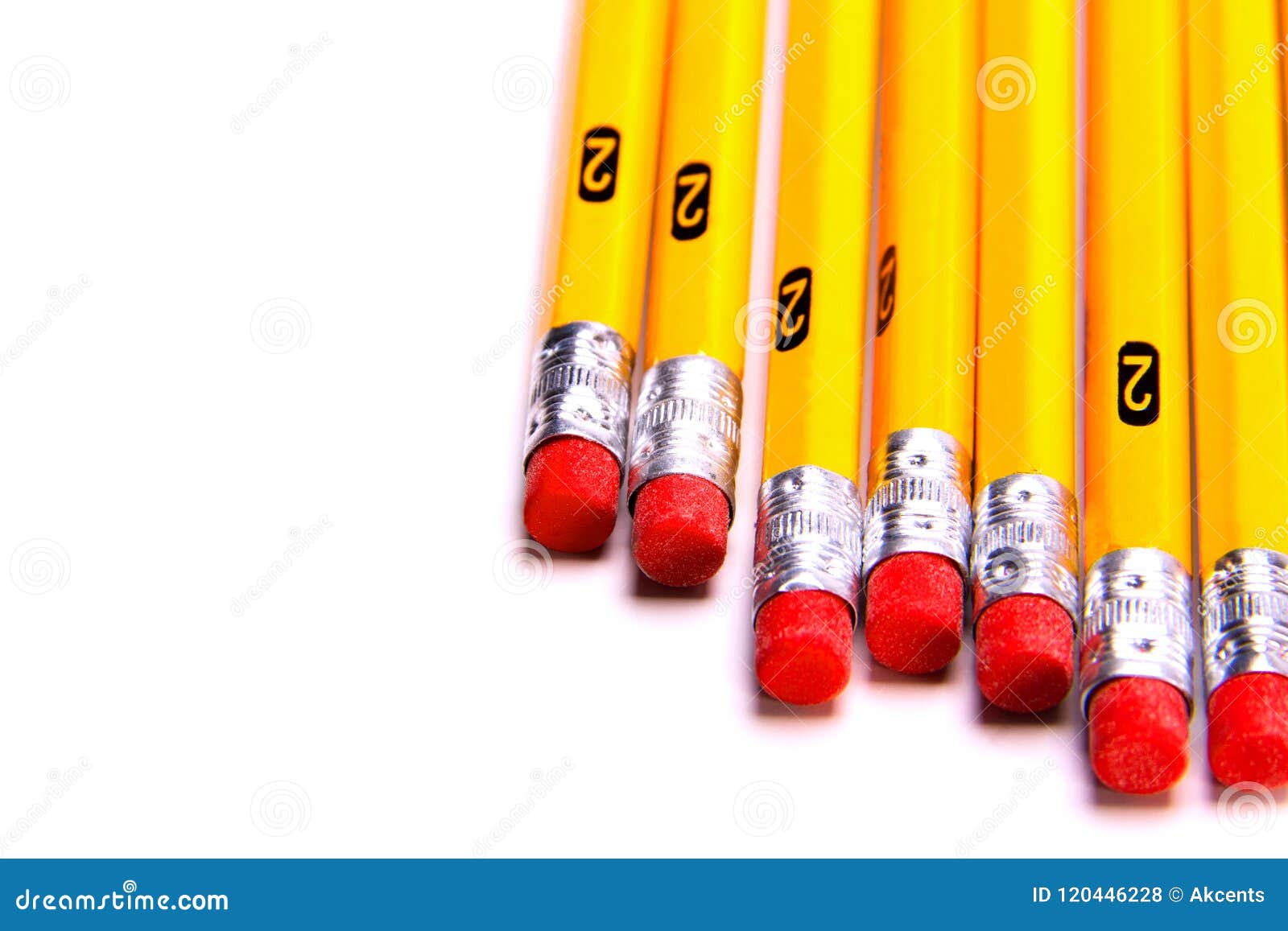 Yellow Number 2 Drawing Pencils and Erasers Stock Photo - Image of ...