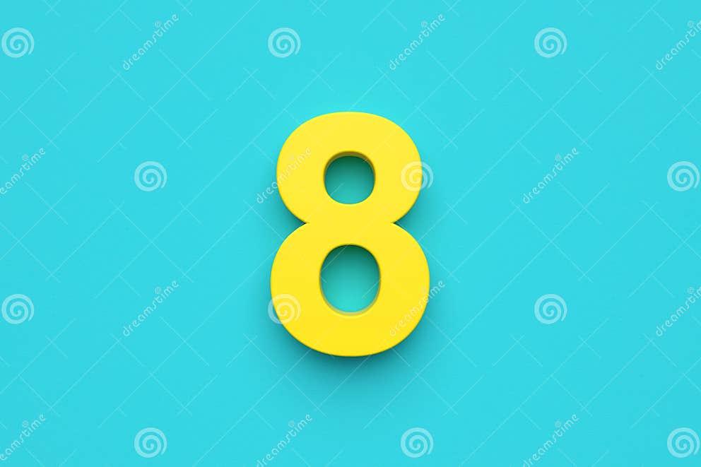 Yellow Number Eight on Blue Background Stock Illustration ...