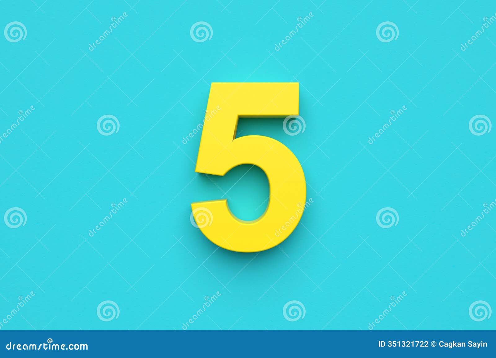 Yellow Number Five on Blue Background Stock Illustration - Illustration ...
