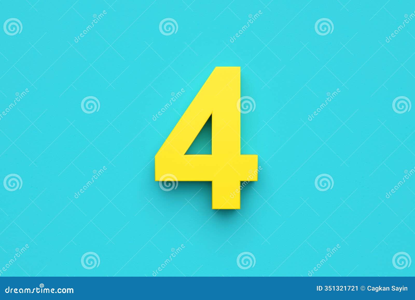 Yellow Number Four on Blue Background Stock Illustration - Illustration ...