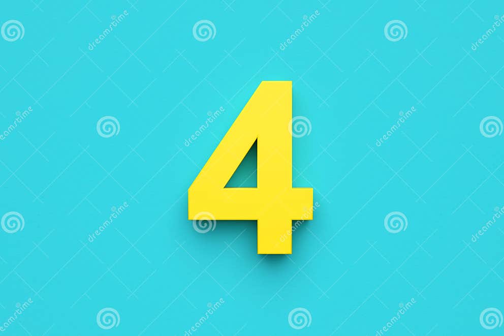 Yellow Number Four on Blue Background Stock Illustration - Illustration ...