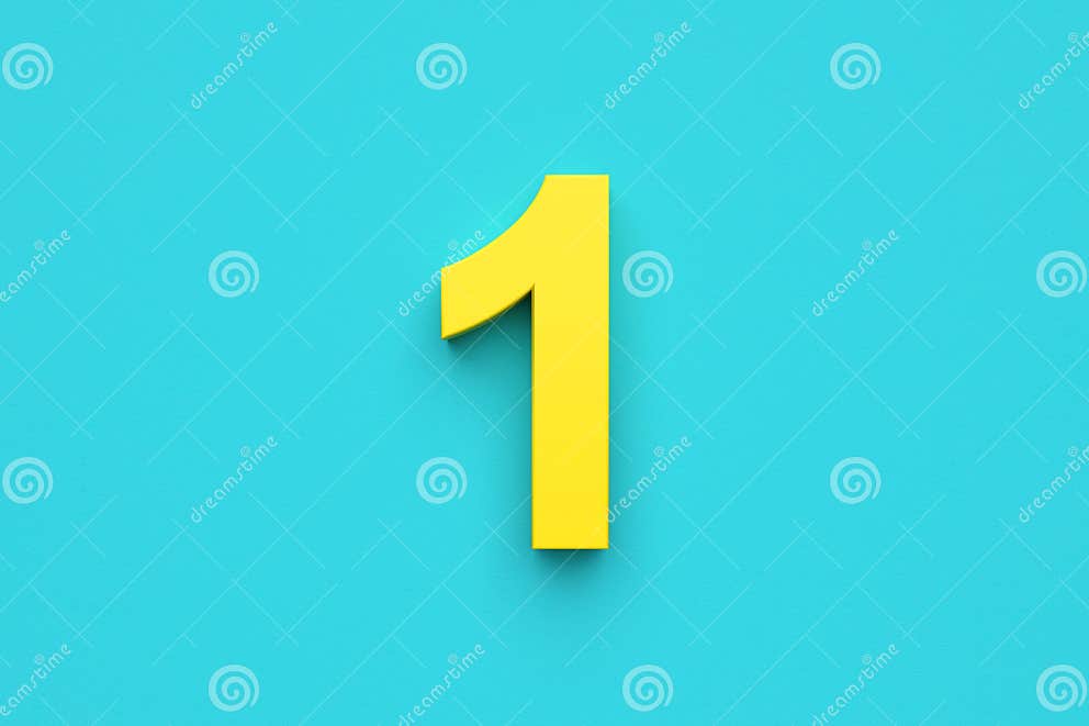 Yellow Number One on Blue Background Stock Illustration - Illustration ...