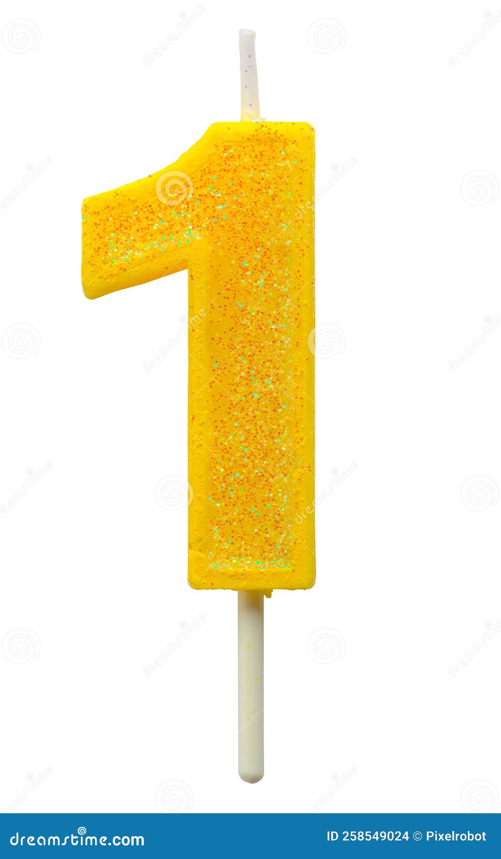 Yellow Number One Candle stock photo. Image of girls - 258549024