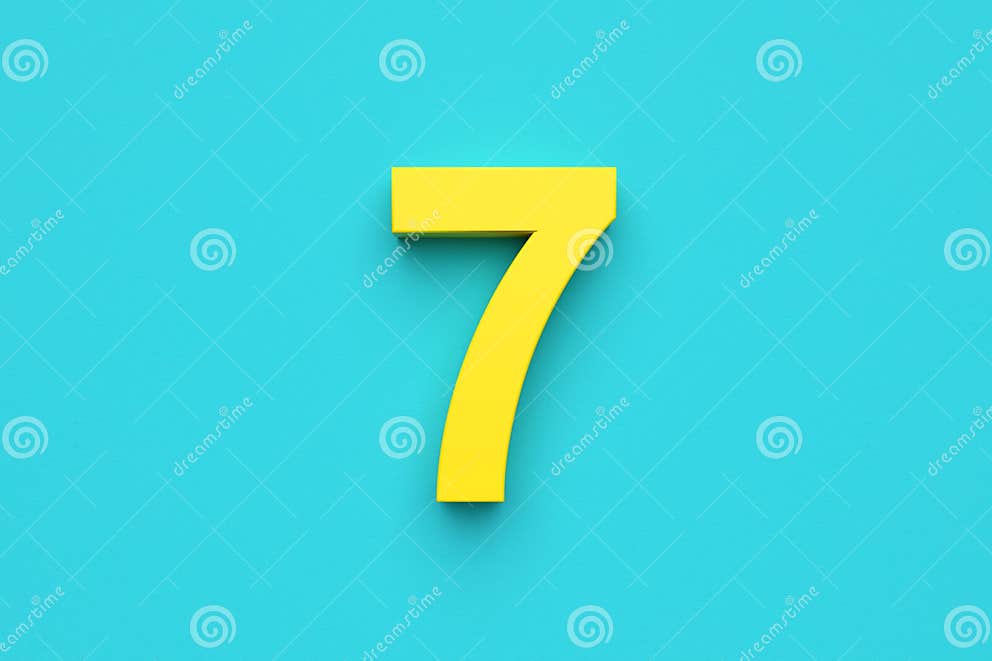 Yellow Number Seven on Blue Background Stock Illustration ...