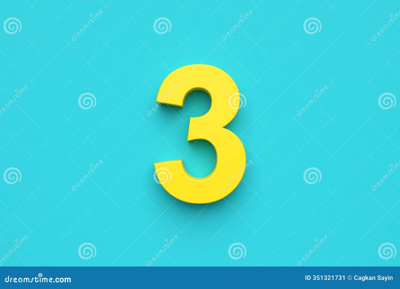 Yellow Number Three on Blue Background Stock Illustration ...