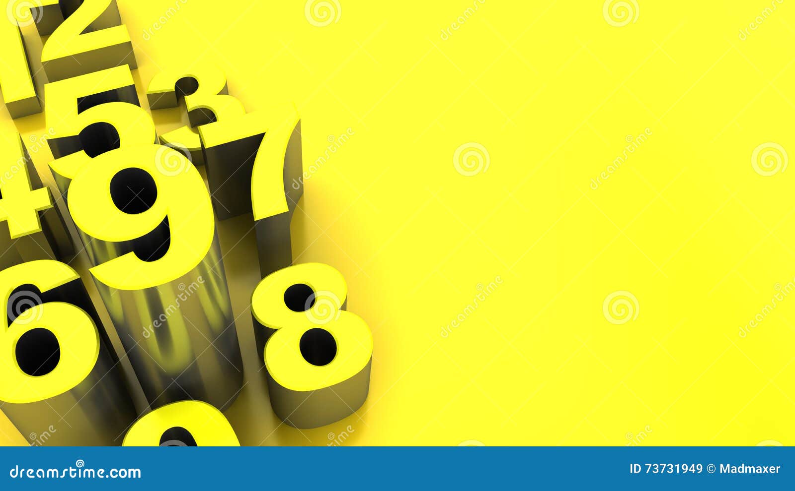 Yellow Numbers Inflated Pastel Glossy Set From 0 To 9 Isolated. 3d ...