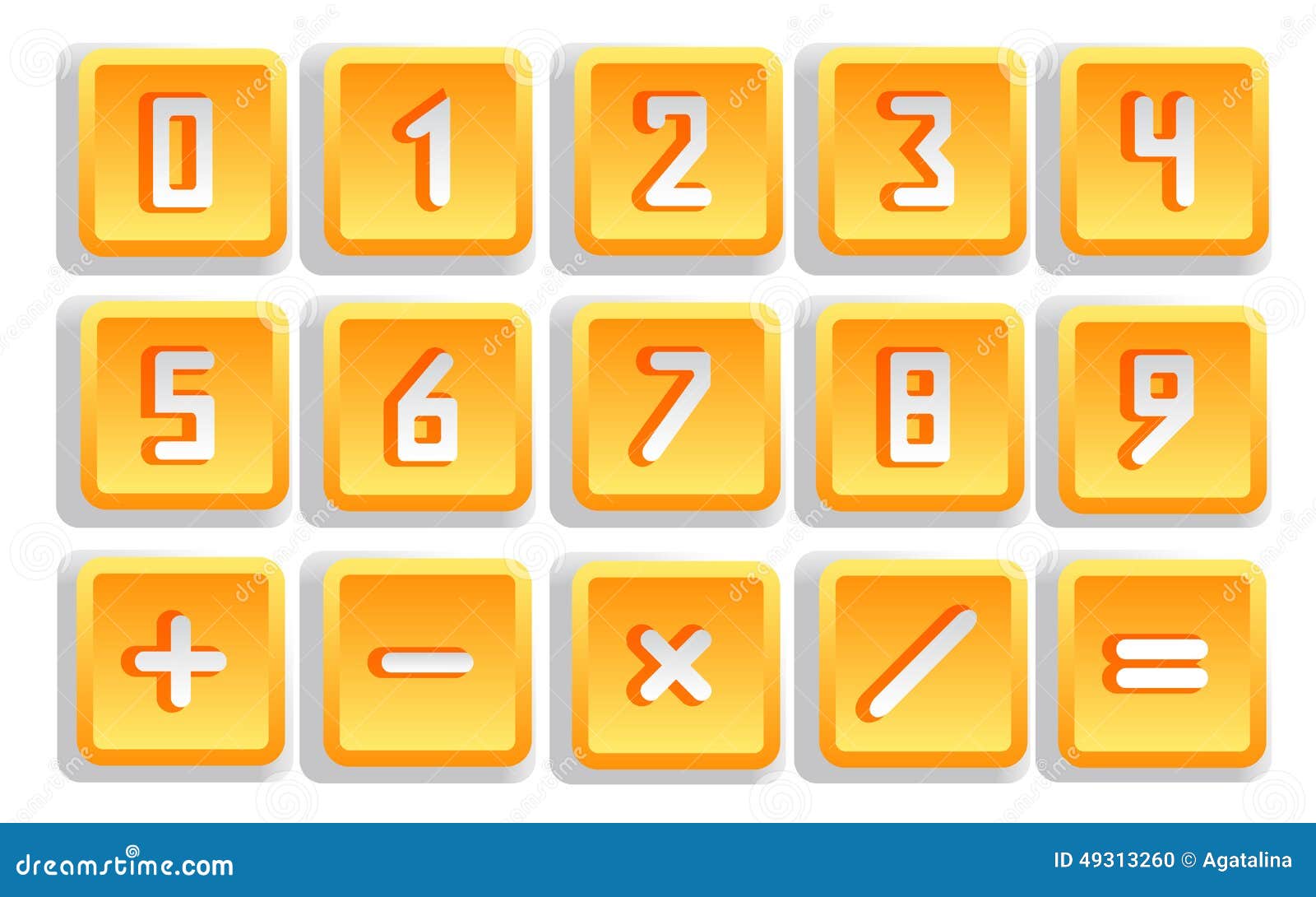 Yellow Numeric Button Set stock vector. Illustration of button - 49313260