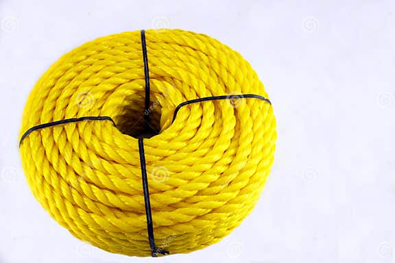 Yellow nylon rope stock photo. Image of braided, close - 12796822