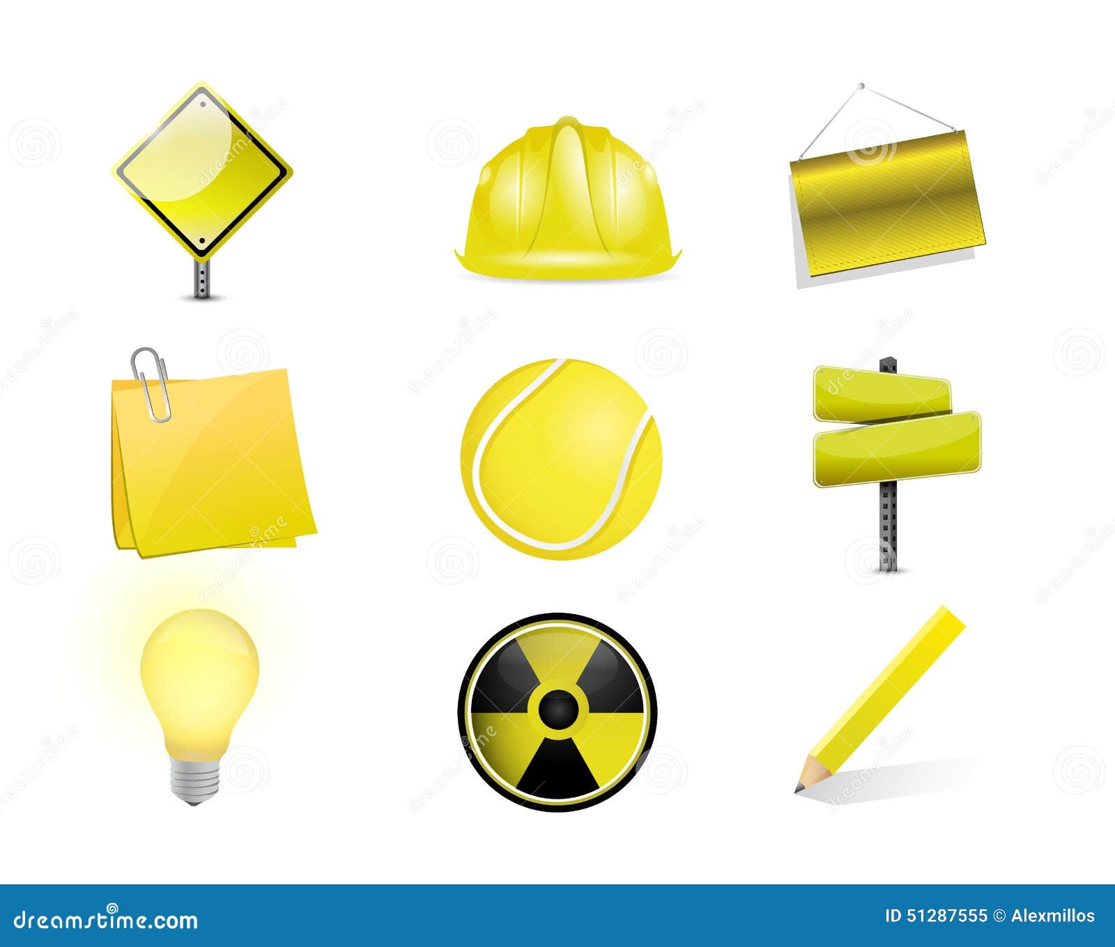 Yellow Objects Icon Set Illustration Design Stock Illustration ...