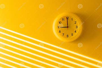 Yellow office clock stock photo. Image of hours, copyspace - 2170304