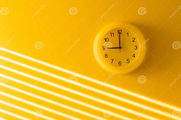 Yellow office clock stock photo. Image of hours, copyspace - 2170304