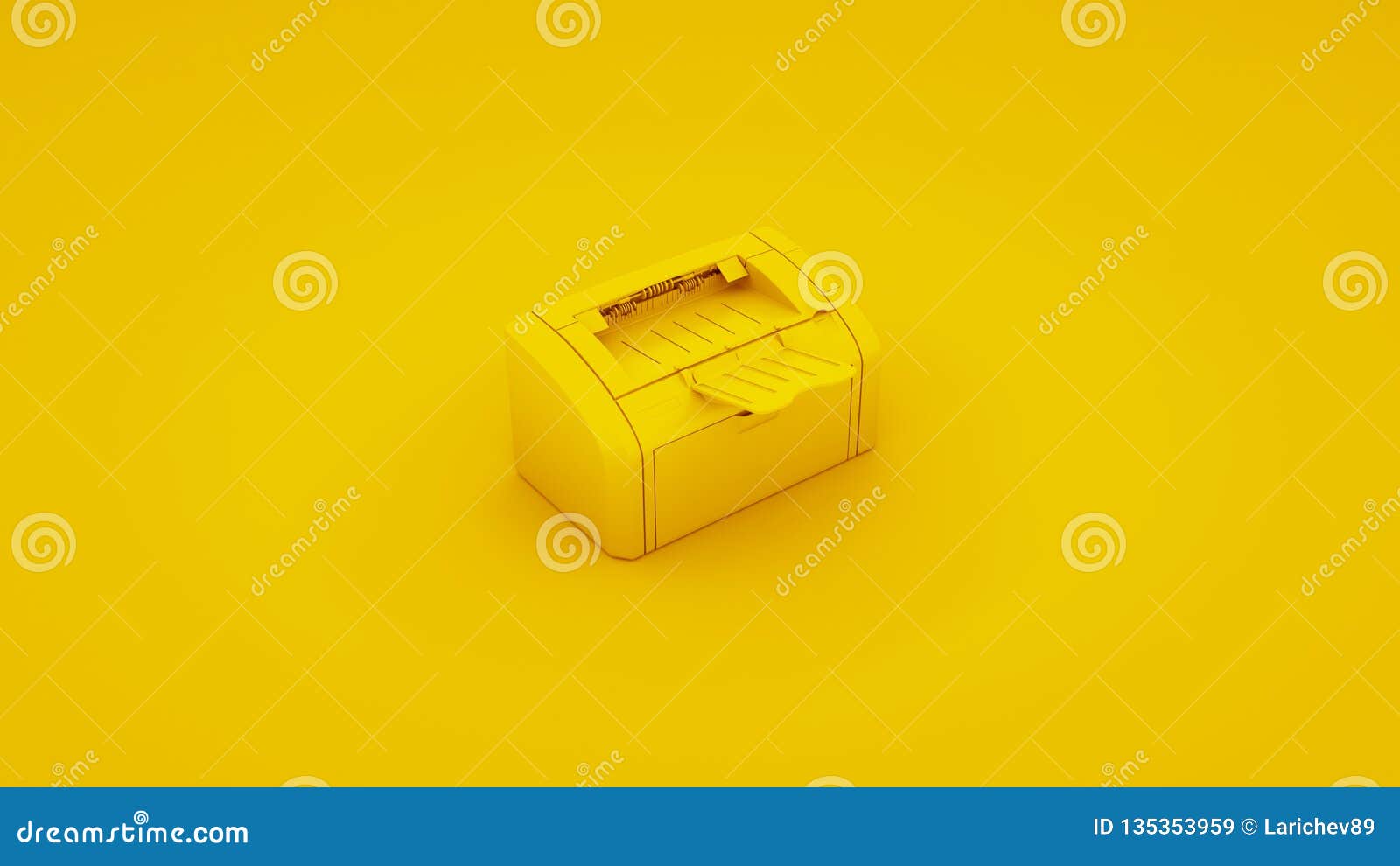 Yellow Office Printer. 3D Illustration Stock Illustration ...