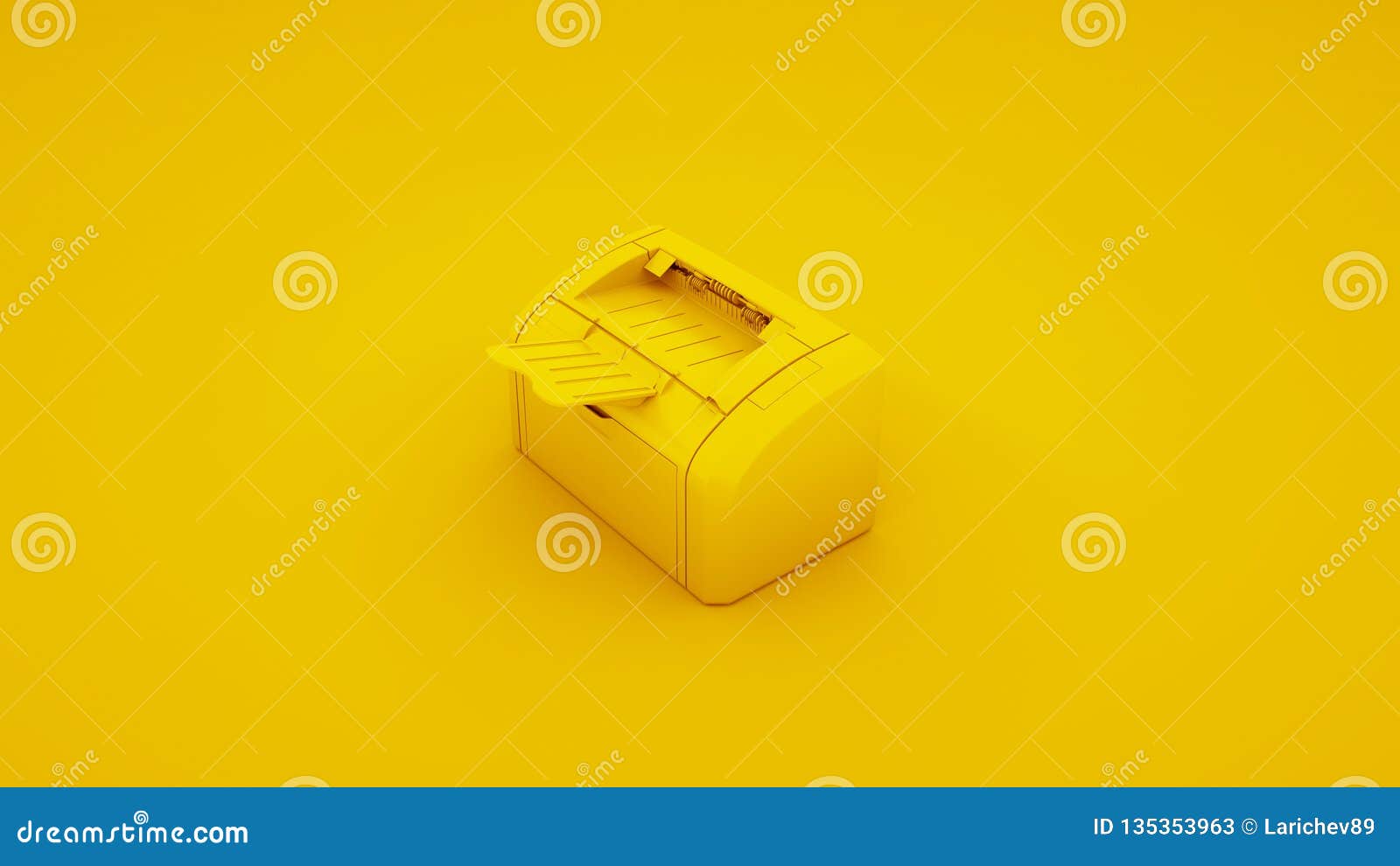 Yellow Office Printer. 3D Illustration Stock Illustration ...