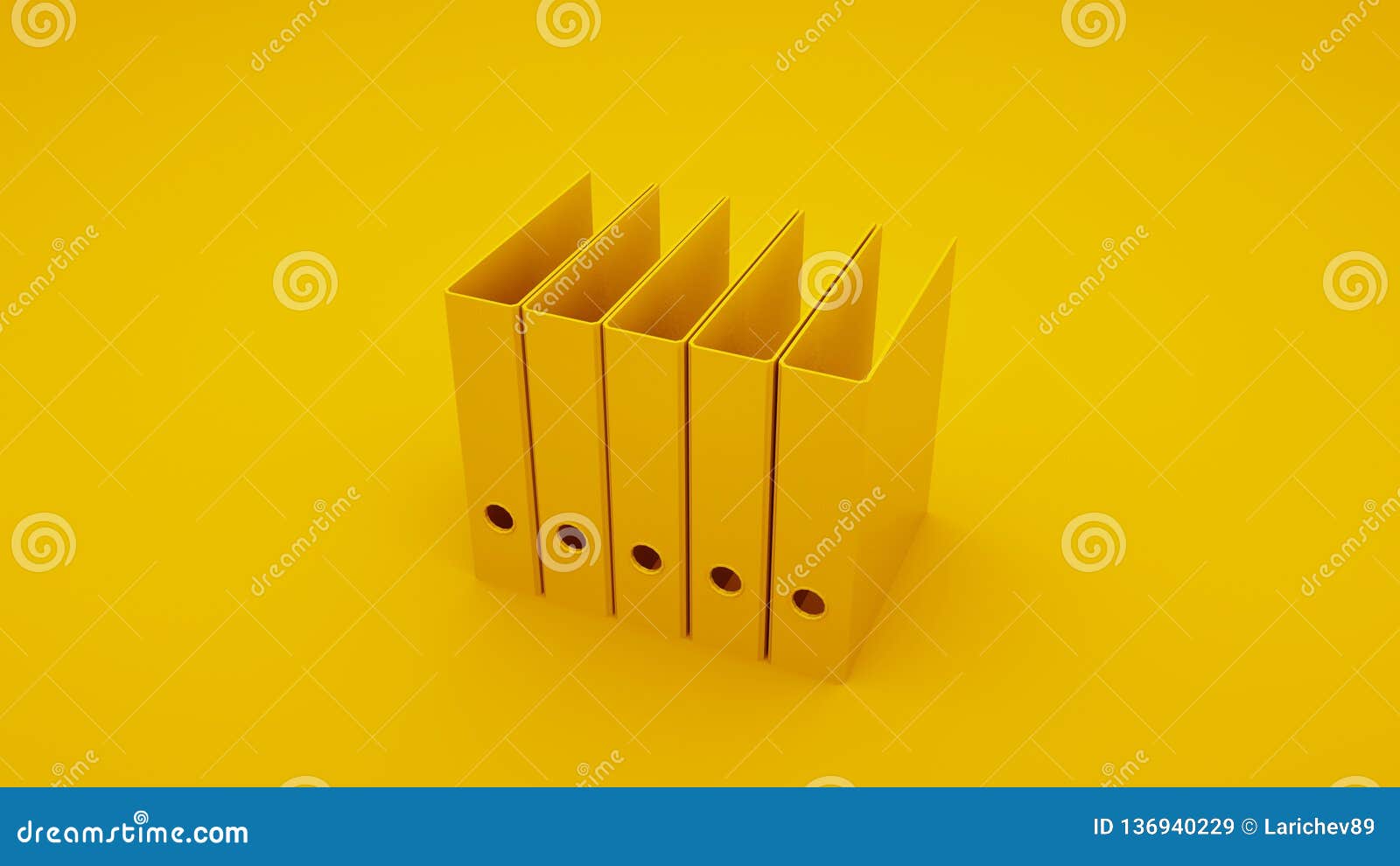 Yellow Office Ring Binders. 3D Illustration Stock Image - Image of ...