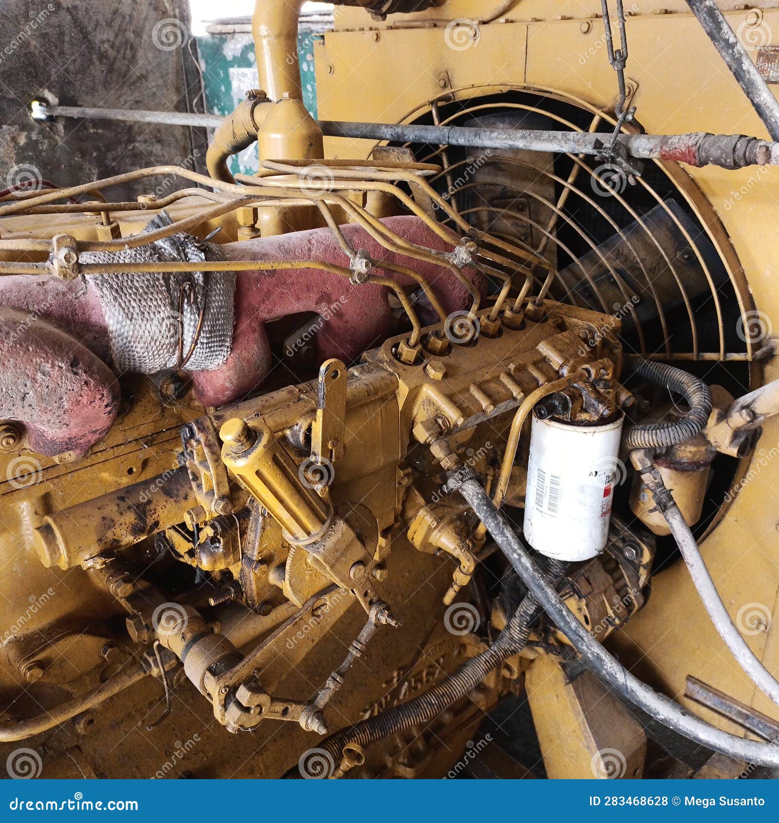 Yellow Old Factory Generator Engine Stock Photo - Image of generator ...