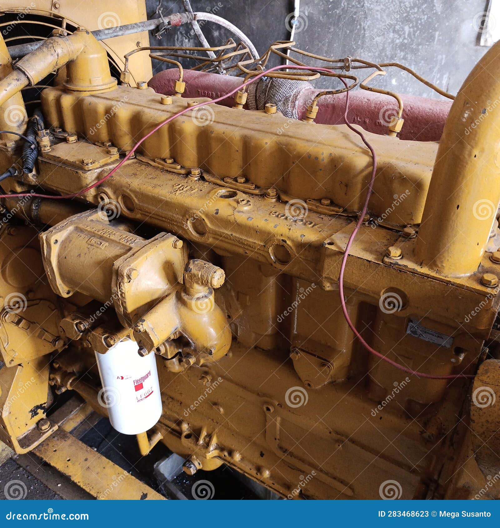 Yellow Old Factory Generator Engine Stock Image - Image of factory ...
