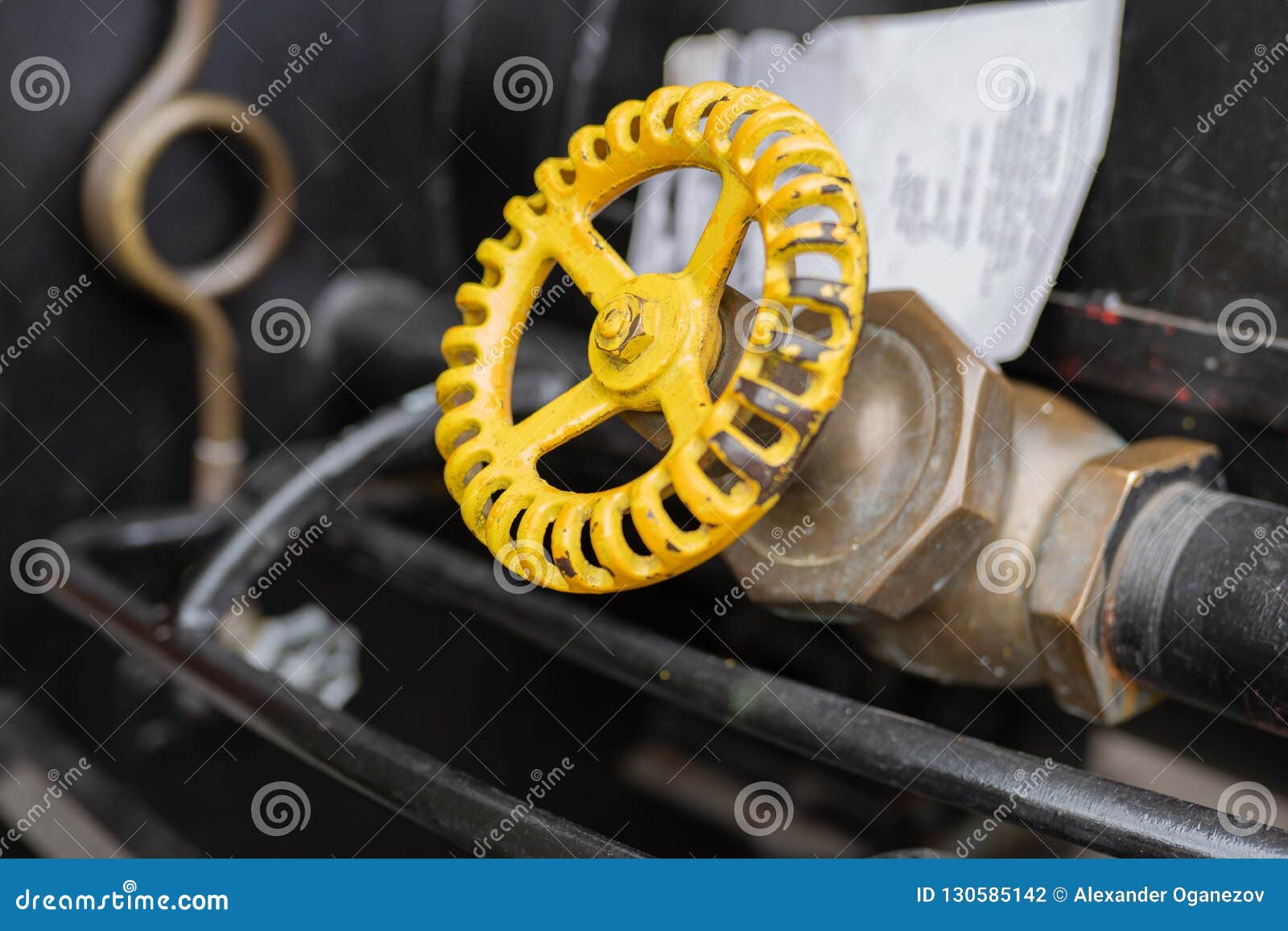 Yellow Valve on the Copper Pipe Stock Photo - Image of pipe, pressure ...