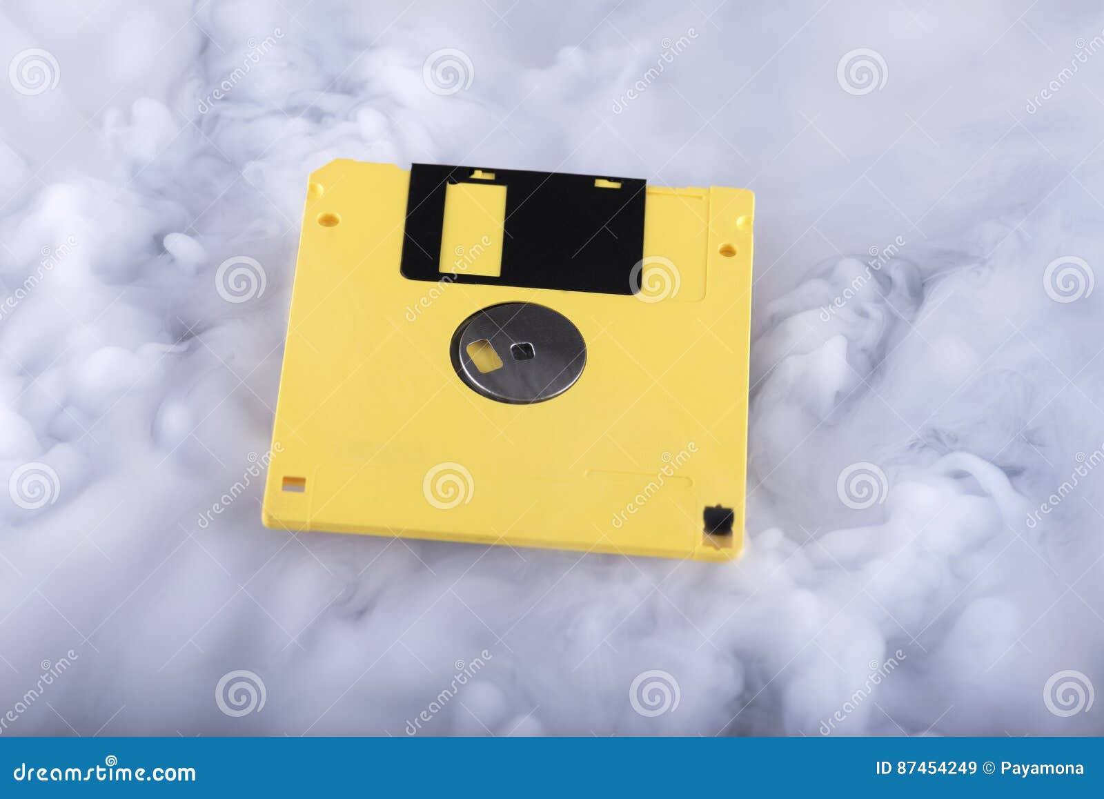 Yellow Old and Retro Floppy Disk. Information Cloud Conceptual Image ...