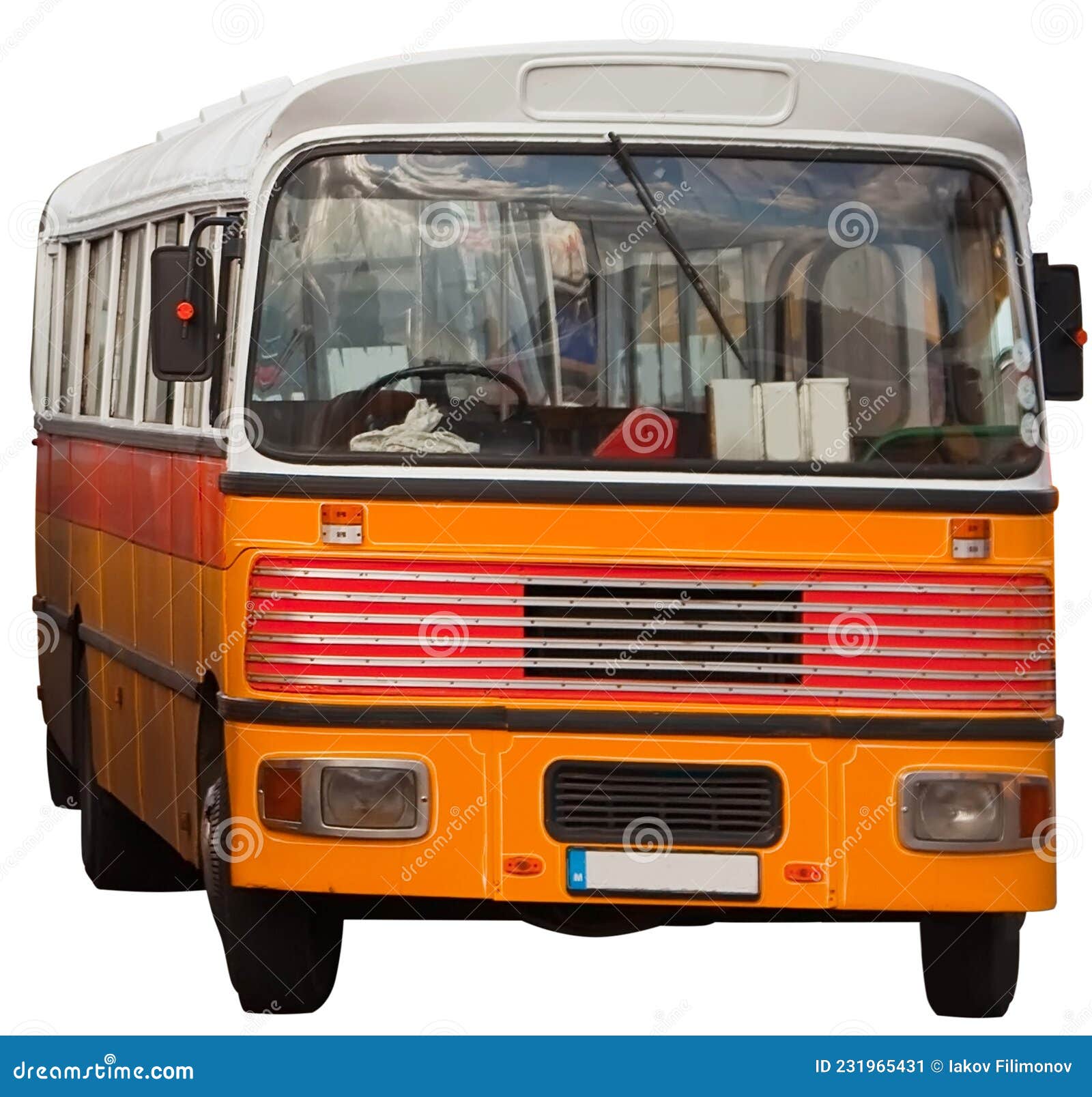 Old Style Bus. Isolated Over White Background Stock Image - Image of ...