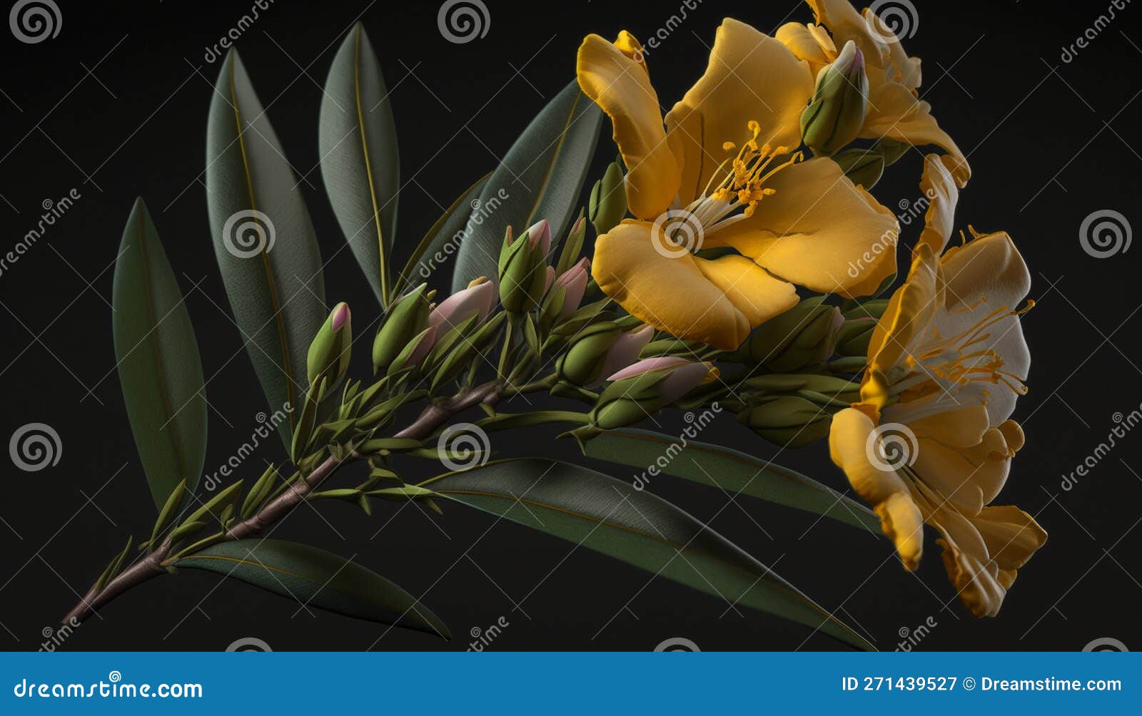 Yellow Oleander Flower. Generative AI Stock Illustration - Illustration ...