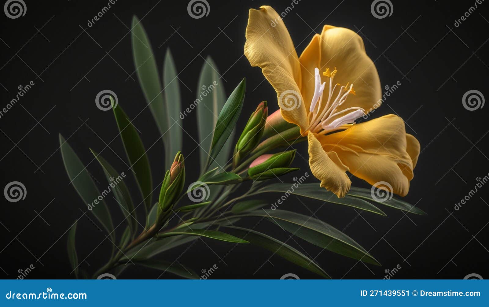 Yellow Oleander Flower. Generative AI Stock Illustration - Illustration ...