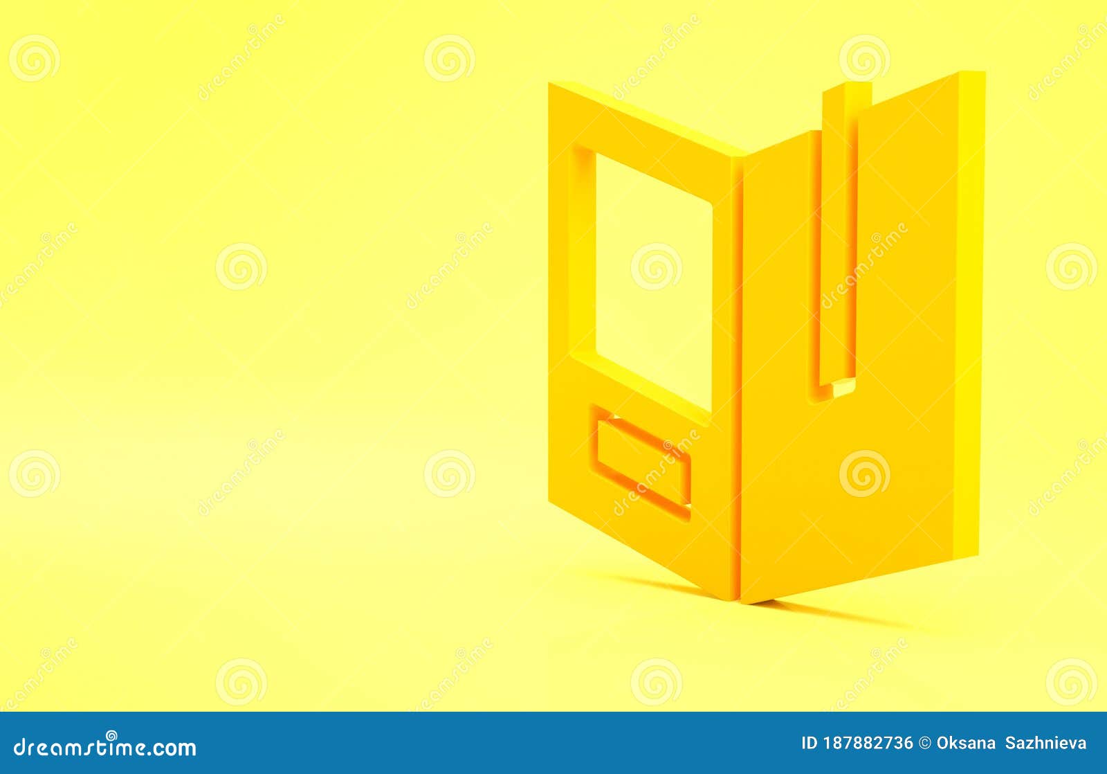 Yellow Open Book Icon Isolated on Yellow Background. Minimalism Concept ...