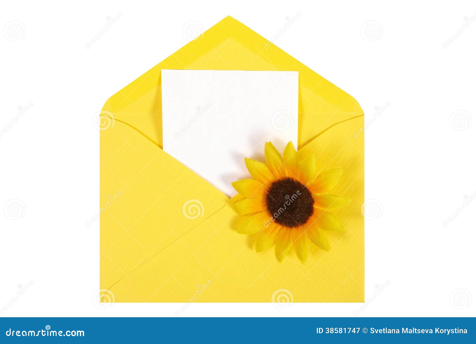 Yellow Open Envelope with Paper Isolated Stock Image - Image of letter ...