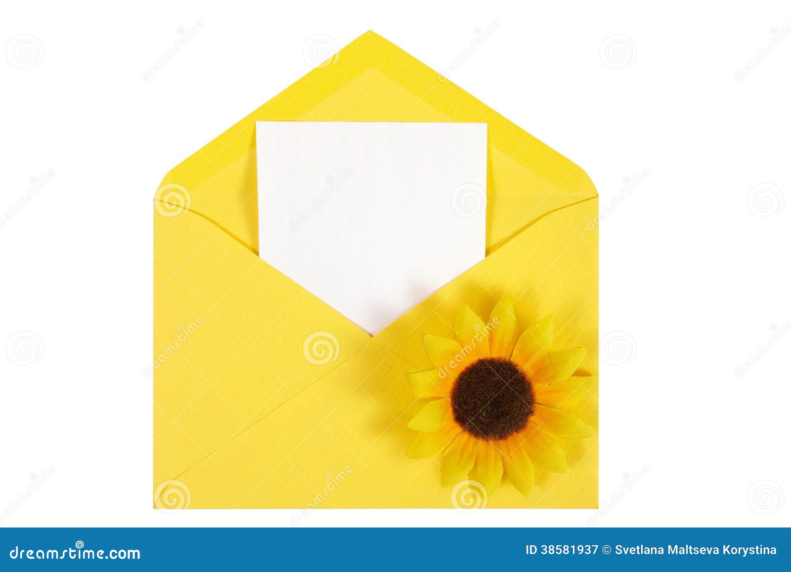 Yellow Open Envelope with Paper Isolated Stock Image - Image of ...