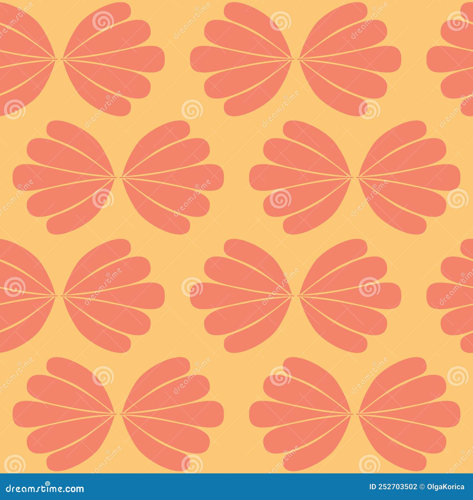 Yellow Orange Shell on Dark Background Seamless Pattern Nautical Theme ...