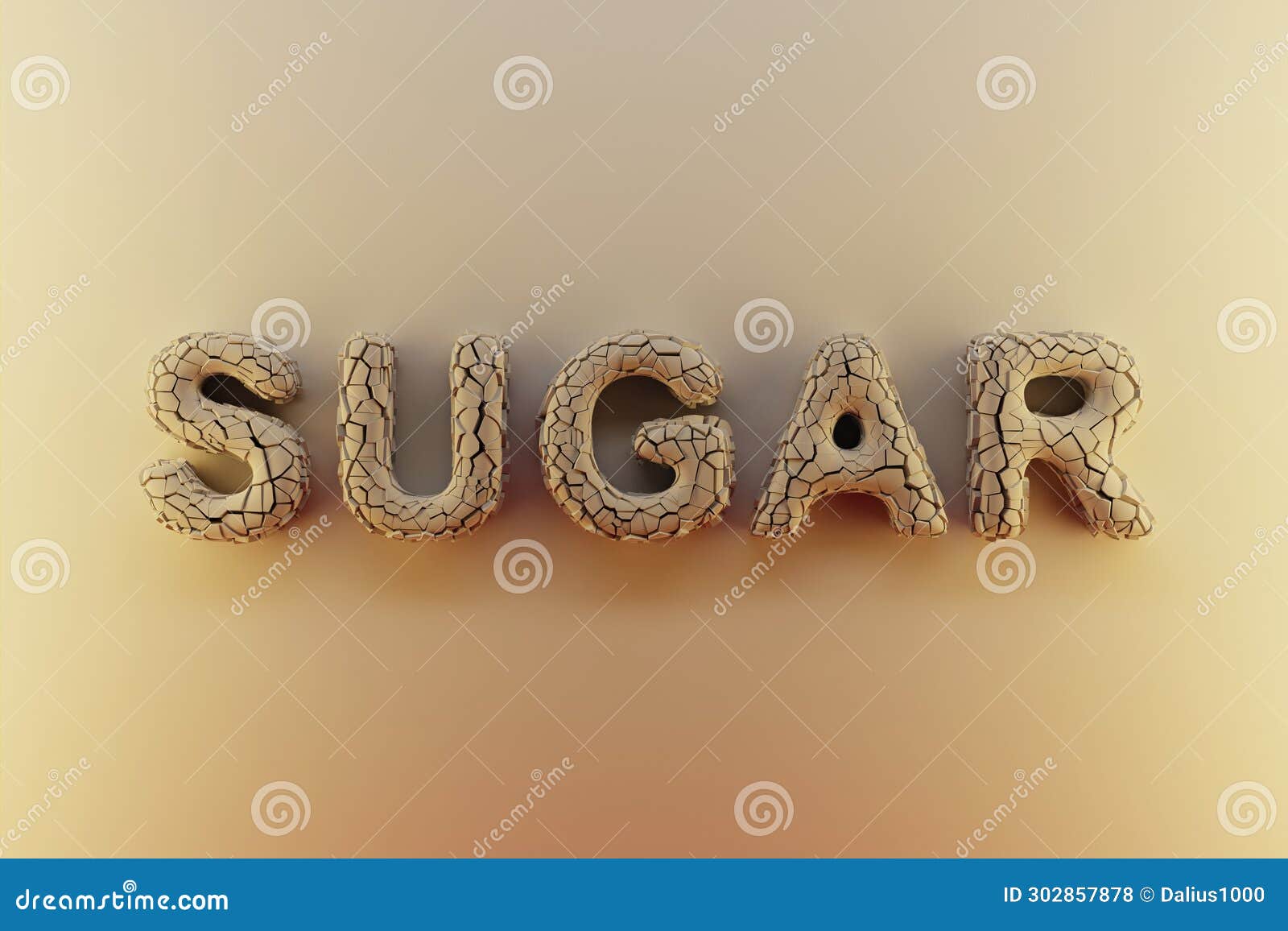 Yellow Orange 3D Cracked Word SUGAR on a Orange Background. Stock ...