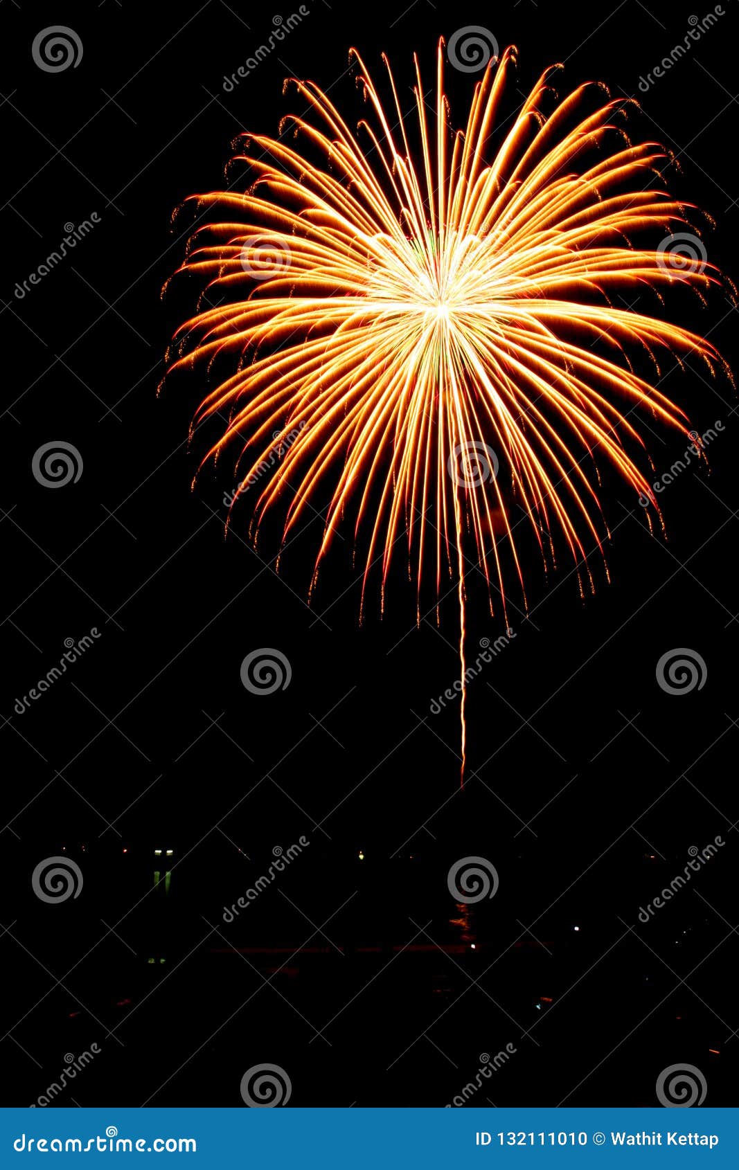 The Yellow and Orange Firework Stock Photo - Image of dark, countryside ...