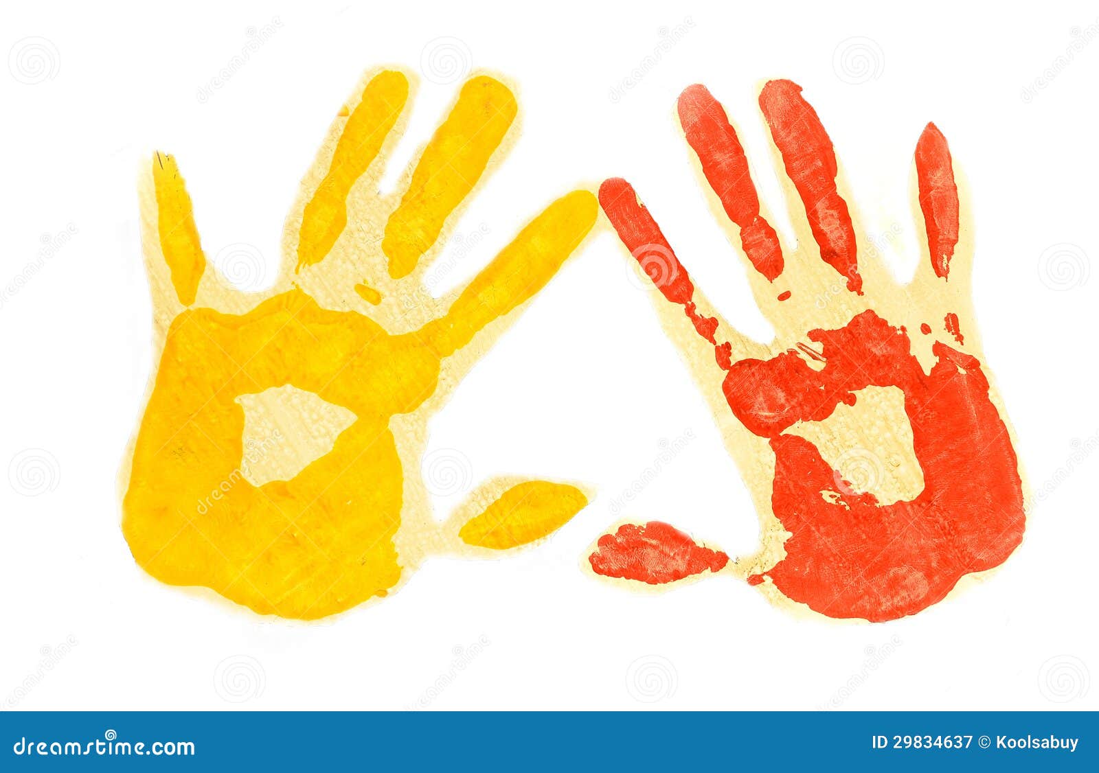 Yellow and Orange Hand Prints. Stock Illustration - Illustration of ...
