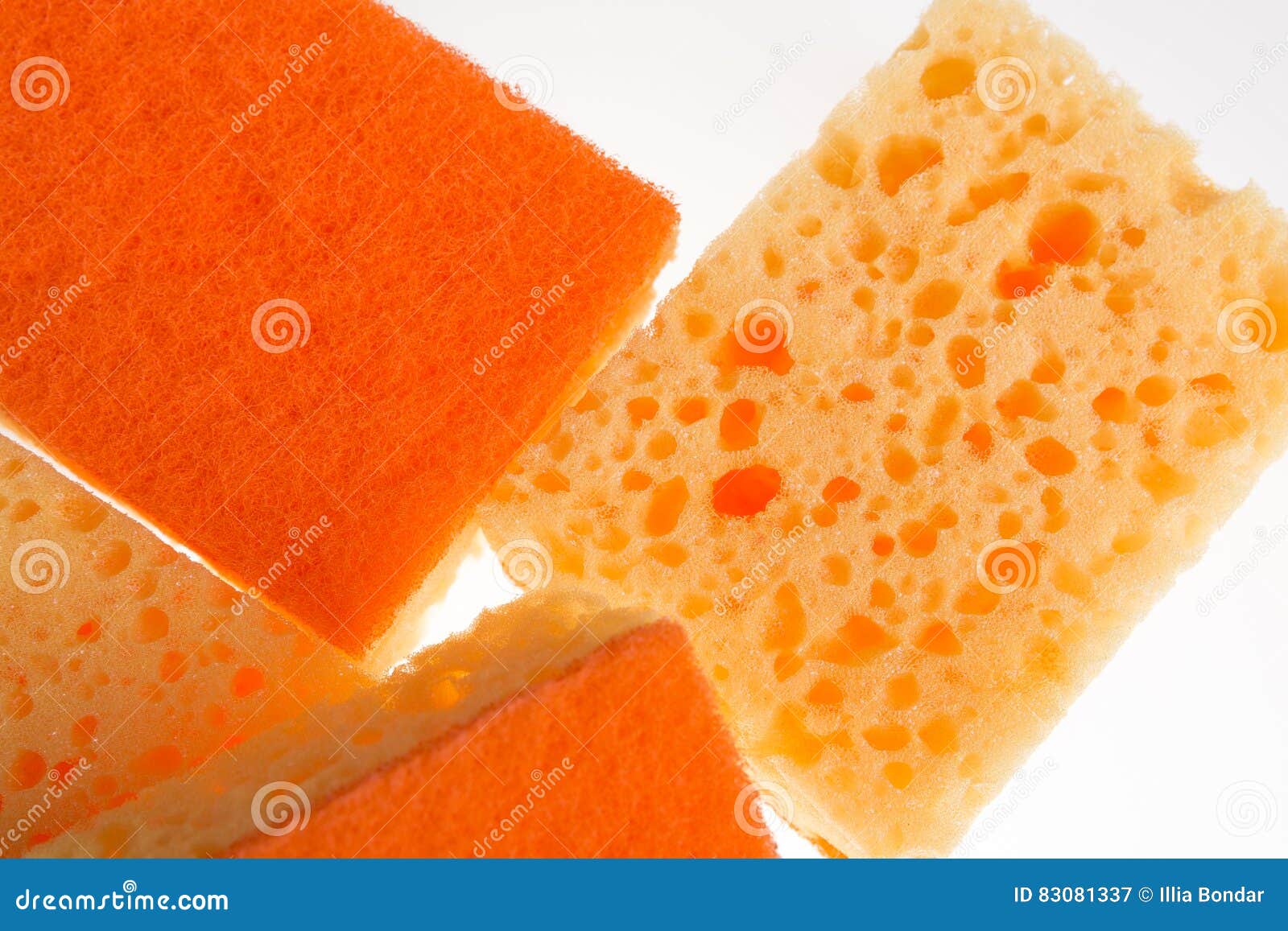 Yellow and Orange Kitchen Sponge Isolated on White Background. Stock ...