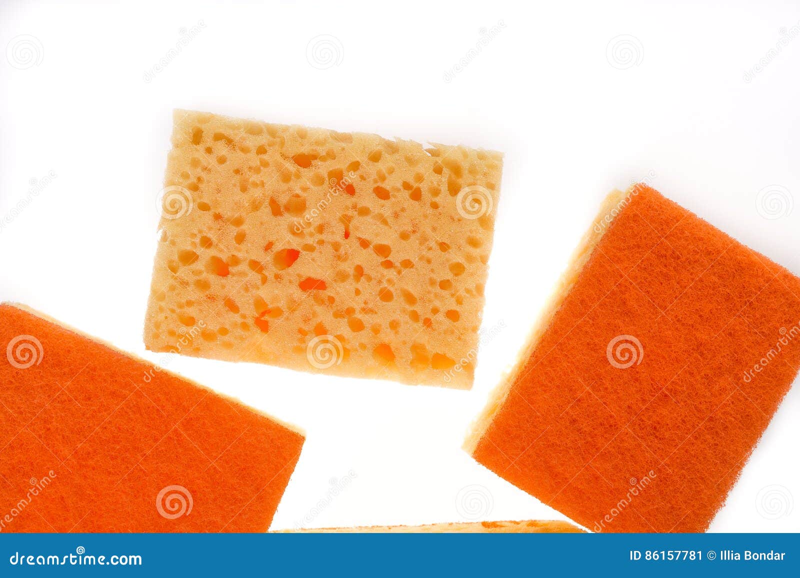 A Yellow and Orange Kitchen Sponge Isolated on White Background. Stock ...