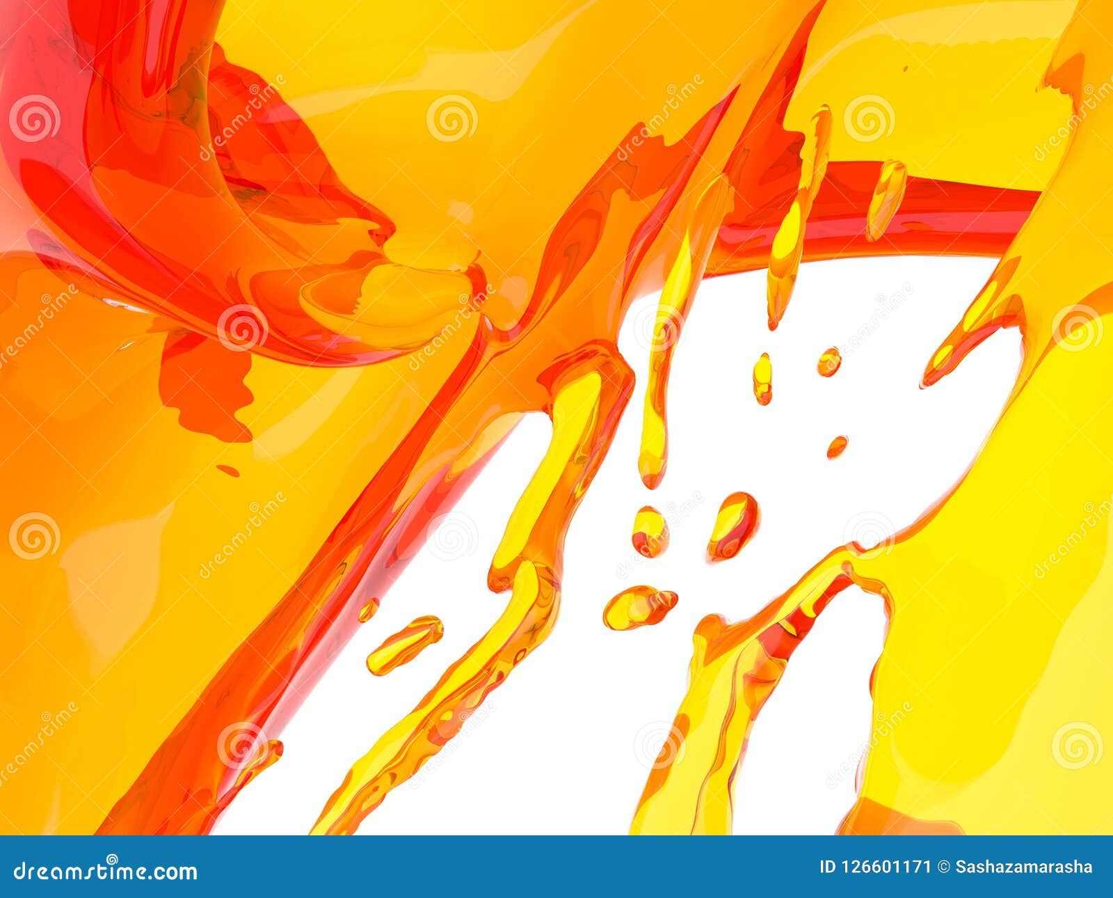 Yellow Orange Liquid Splash Isolated on White Background Stock ...