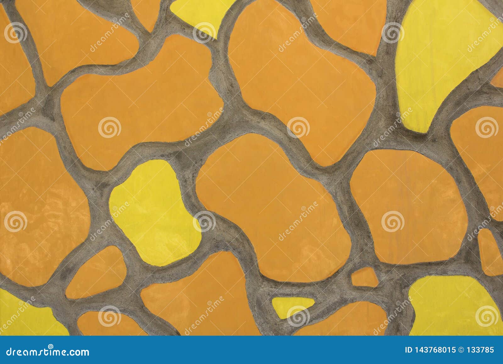 Yellow and Orange Oval Spots of Various Shapes and Sizes in Gray Cement ...