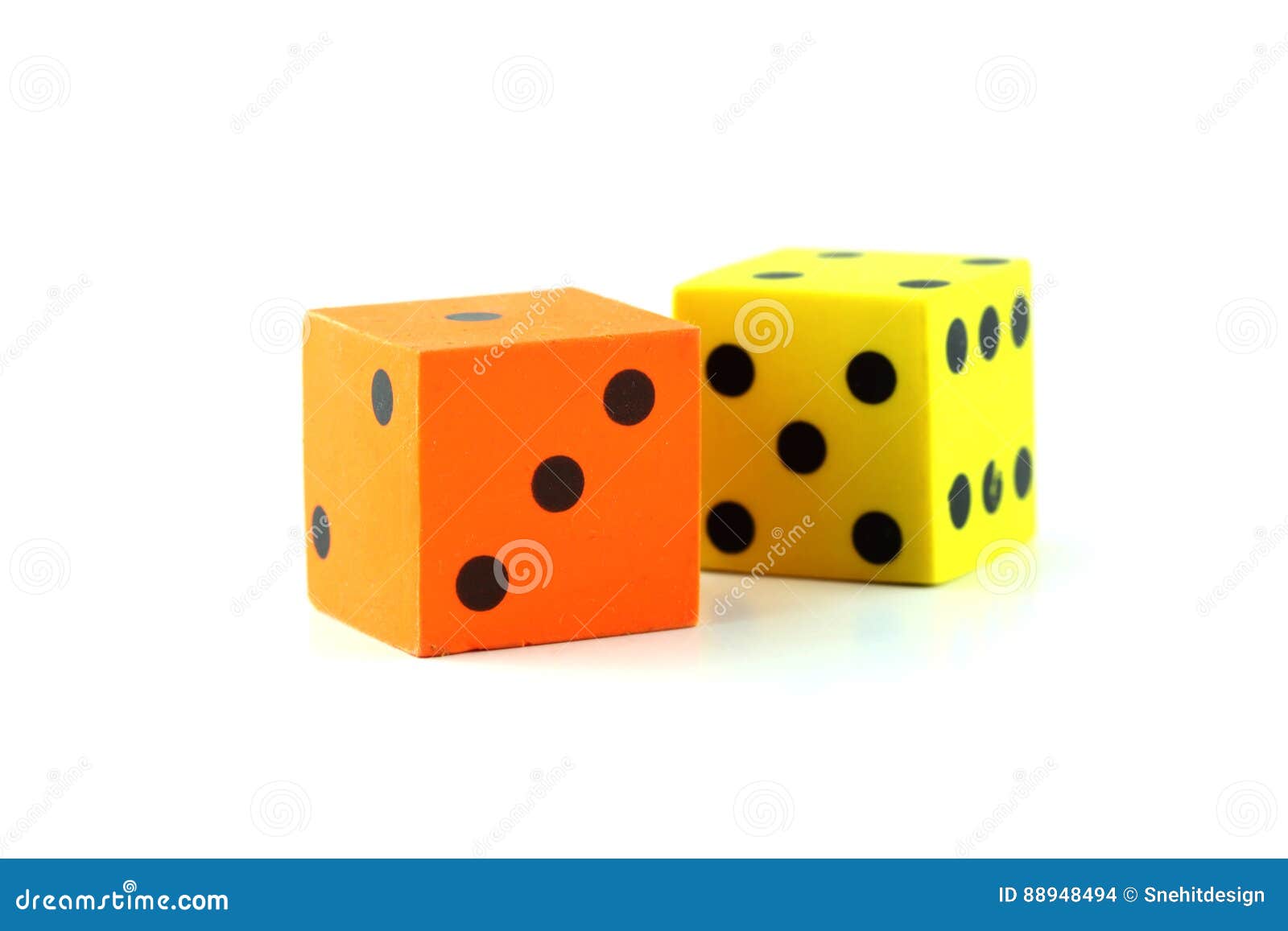 Yellow and Orange Rubber Dice Stock Photo - Image of leisure, play ...