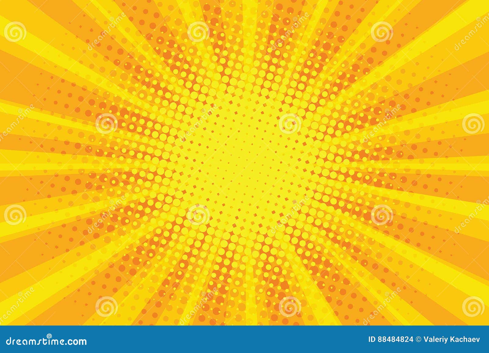 Yellow Orange Sun Pop Art Retro Rays Background Stock Vector ...