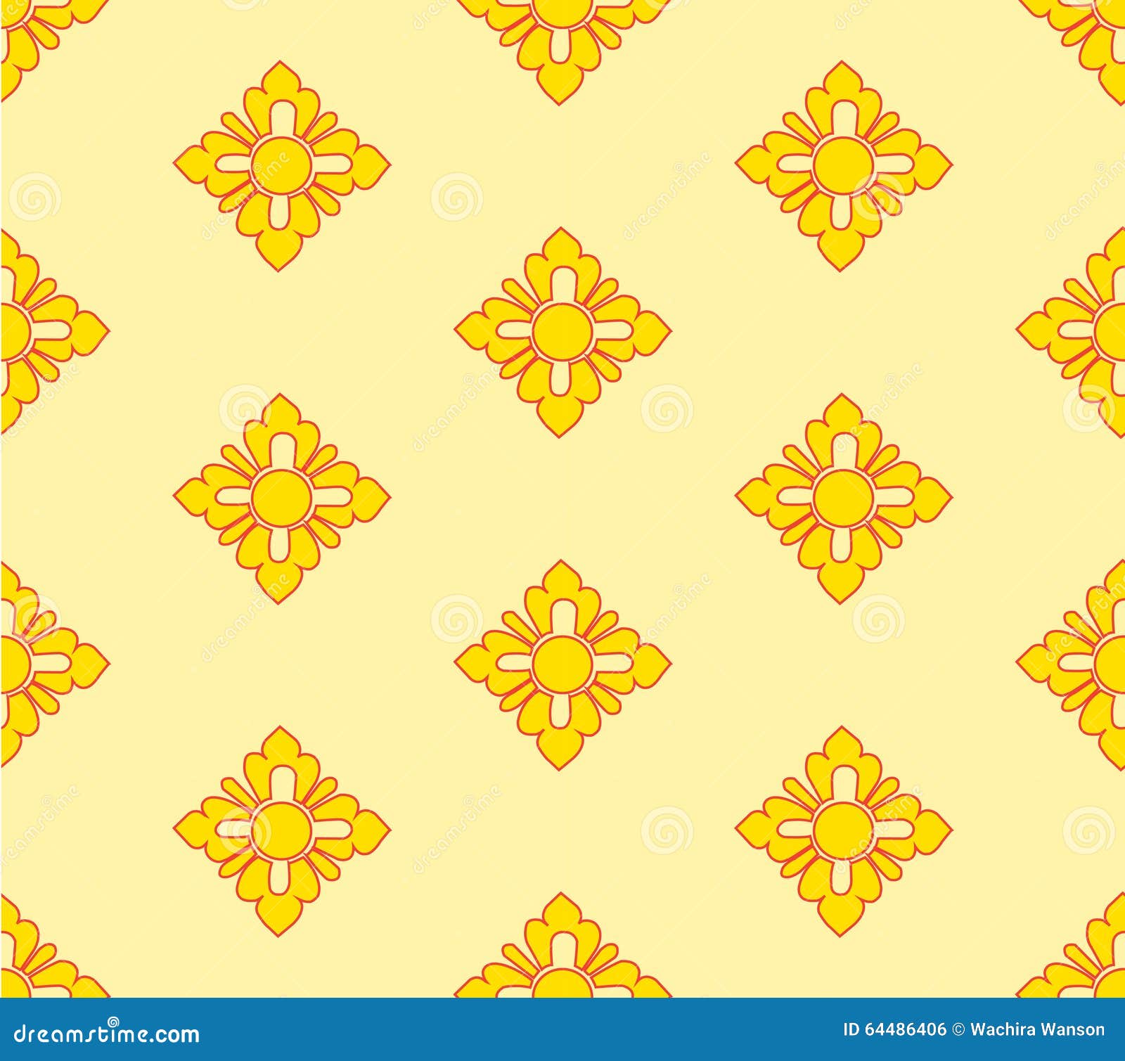 Thailand Pattern Flower Kawaii Doodle Flat Cartoon Vector ...