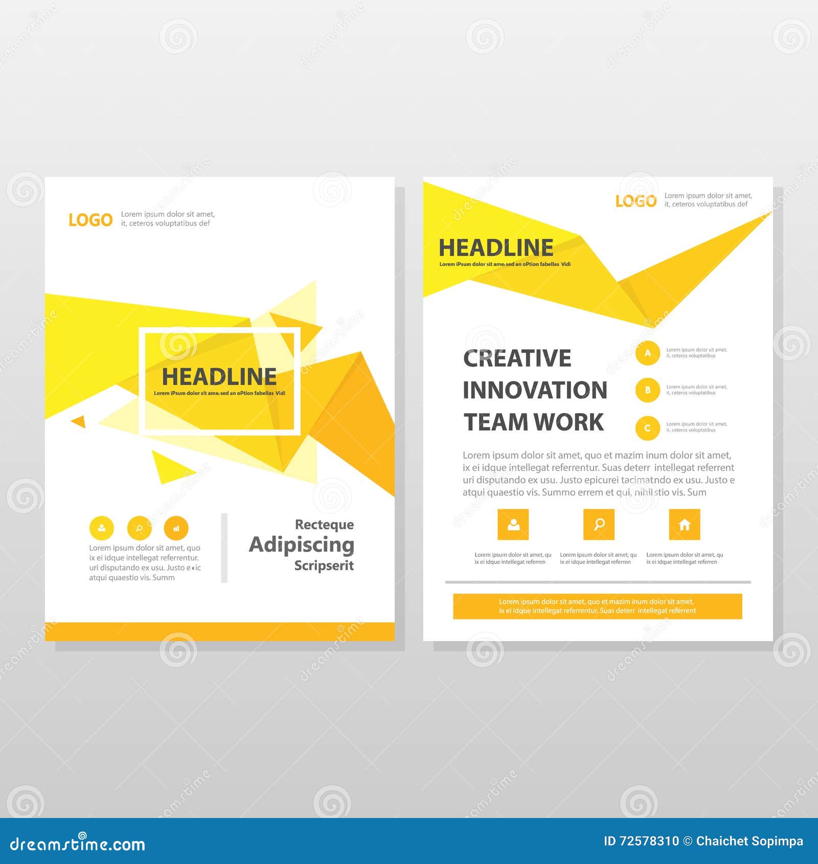 Orange Triangle Vector Annual Report Leaflet Brochure Flyer Template