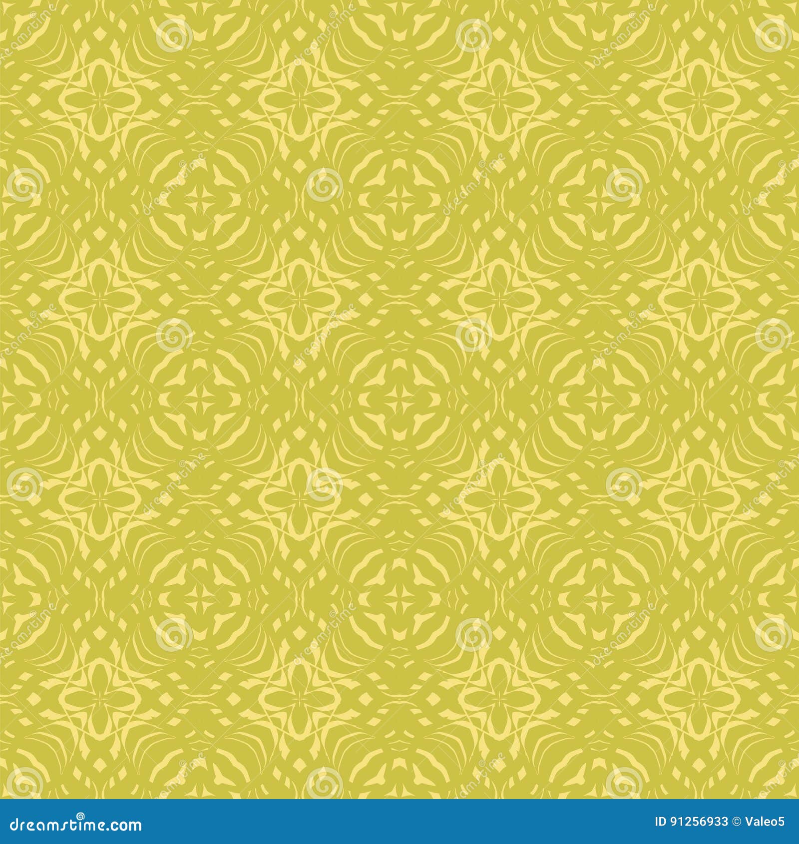 Yellow Ornamental Seamless Line Pattern Stock Illustration ...