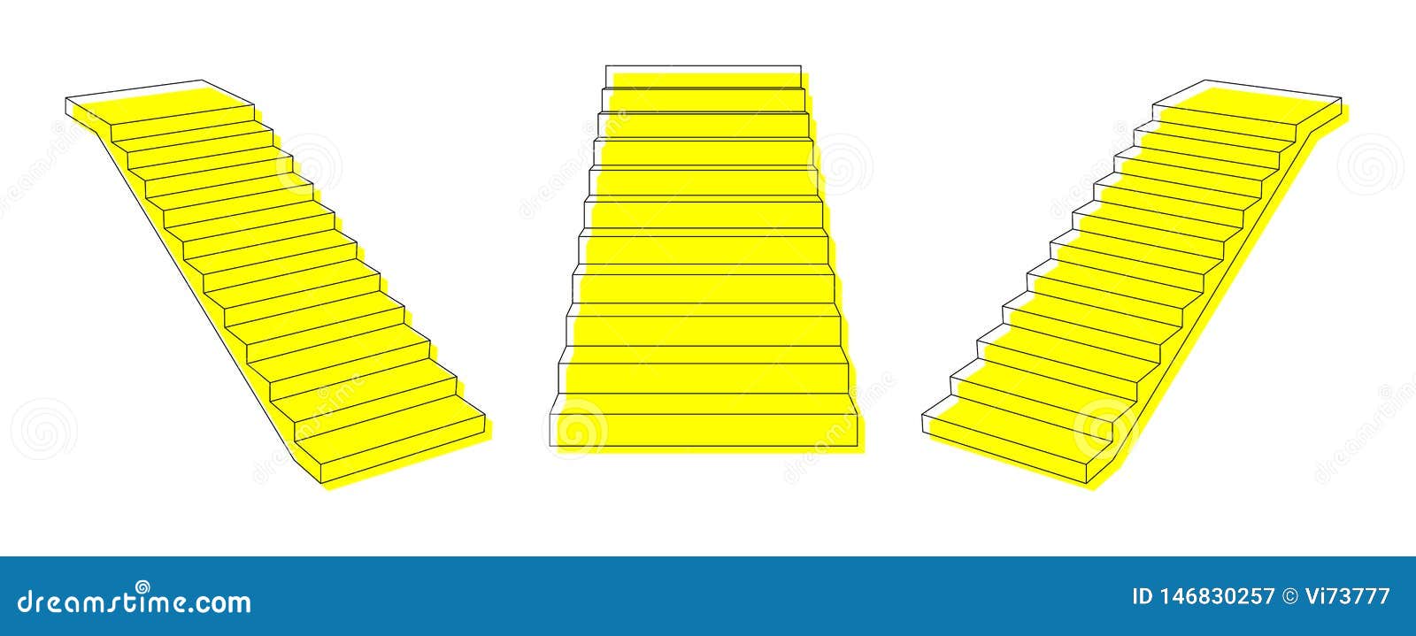 Yellow Outline Stairs Plan. Vector Illustration for Design. Stock ...
