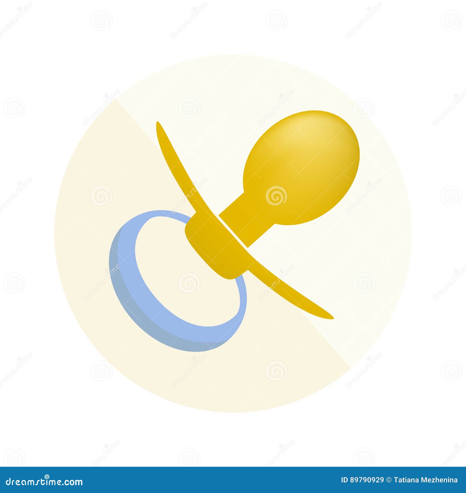 Yellow Pacifier Icon on the Round Background Stock Illustration ...