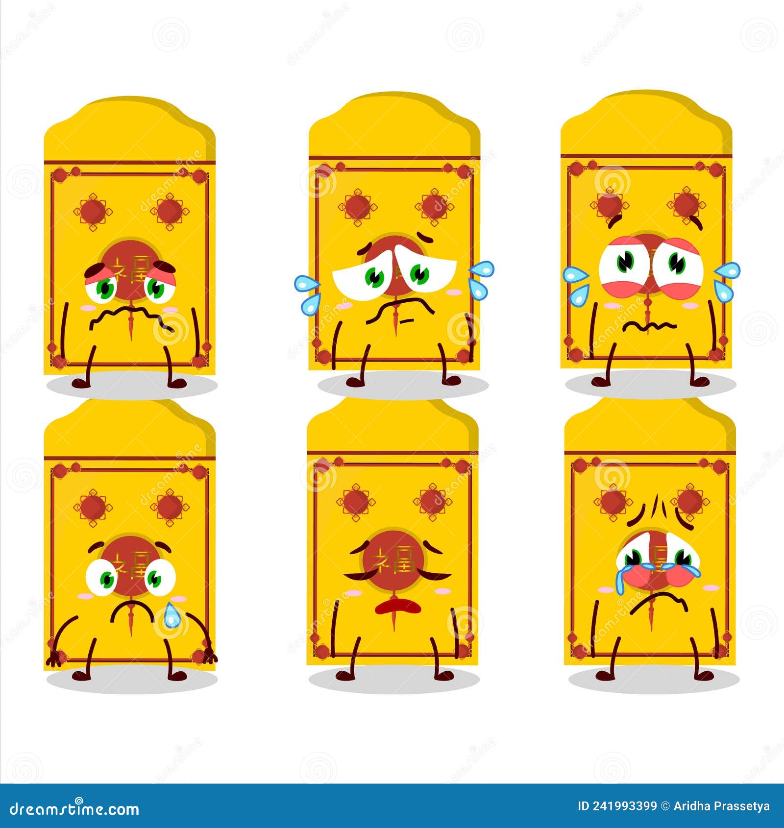 Yellow Packets Chinese Cartoon Character with Sad Expression Stock ...