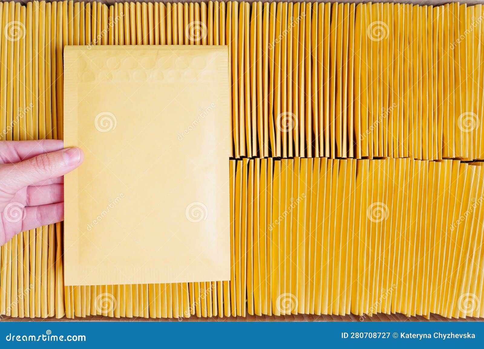Yellow Padded Envelopes Quality Control Stock Image - Image of ...