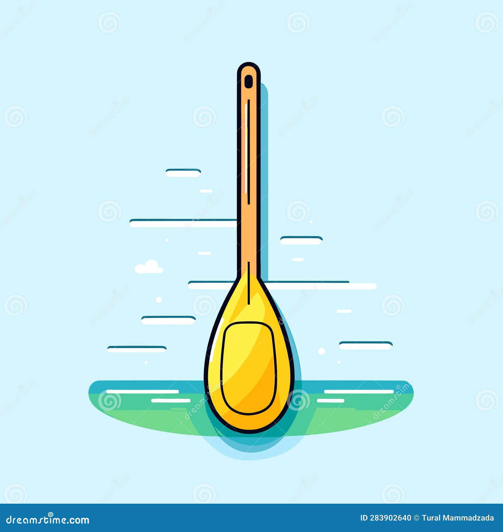 Vector Icon of a Yellow Paddle Floating on Top of a Calm Body of Water ...